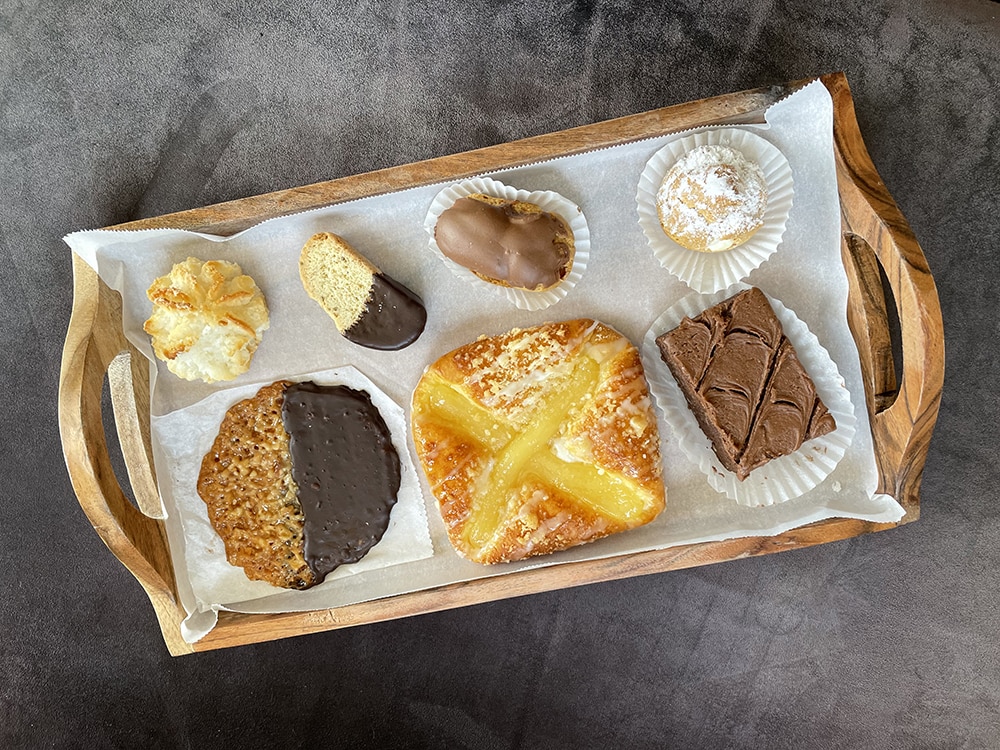 An assortment of Polly Ann Bakery pastries, breads, brownies, and ...